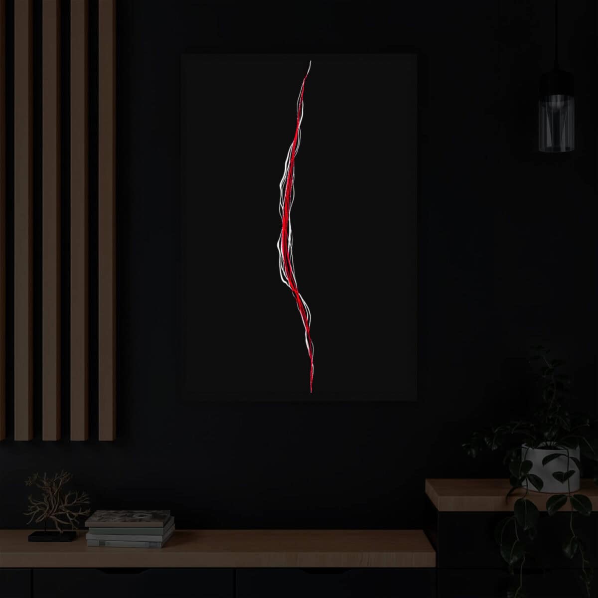 “Red Line” – Minimalist LED Light Painting | Modern Dual-Style Abstract ...